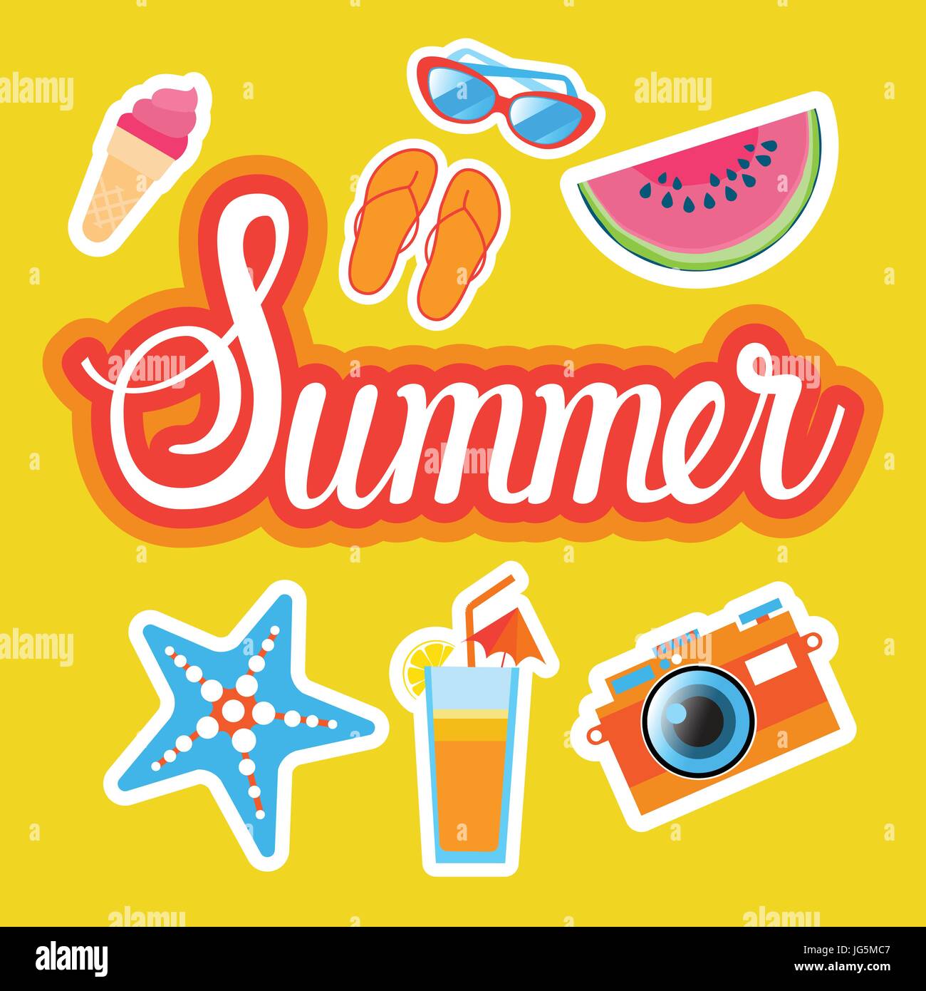 Summer Stickers Set Social Media Network Message Badges Design Stock ...