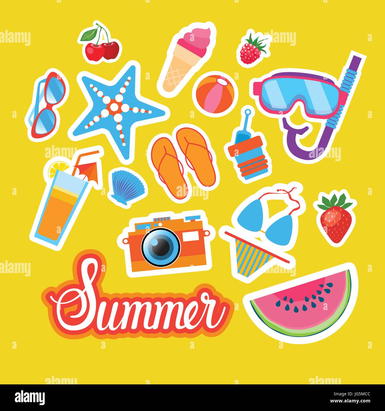 Summer Stickers Set Social Media Network Message Badges Design Stock ...