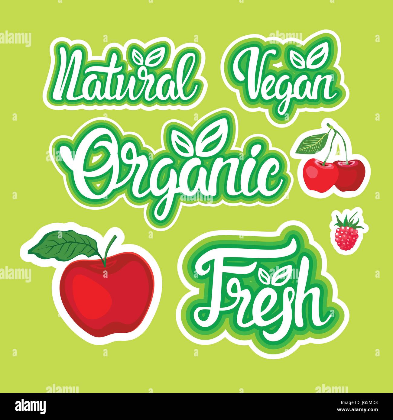 Natural Organic Eco Food Stickers Set Healthy Lifestyle Label ...