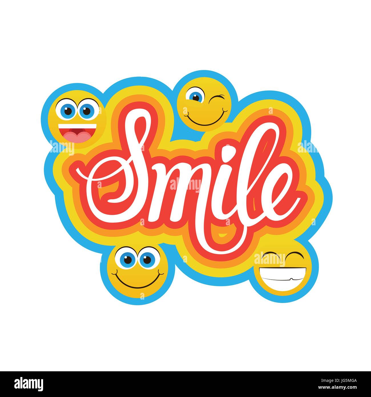 Smile Sticker Social Media Network Message Badges Design Stock Vector ...