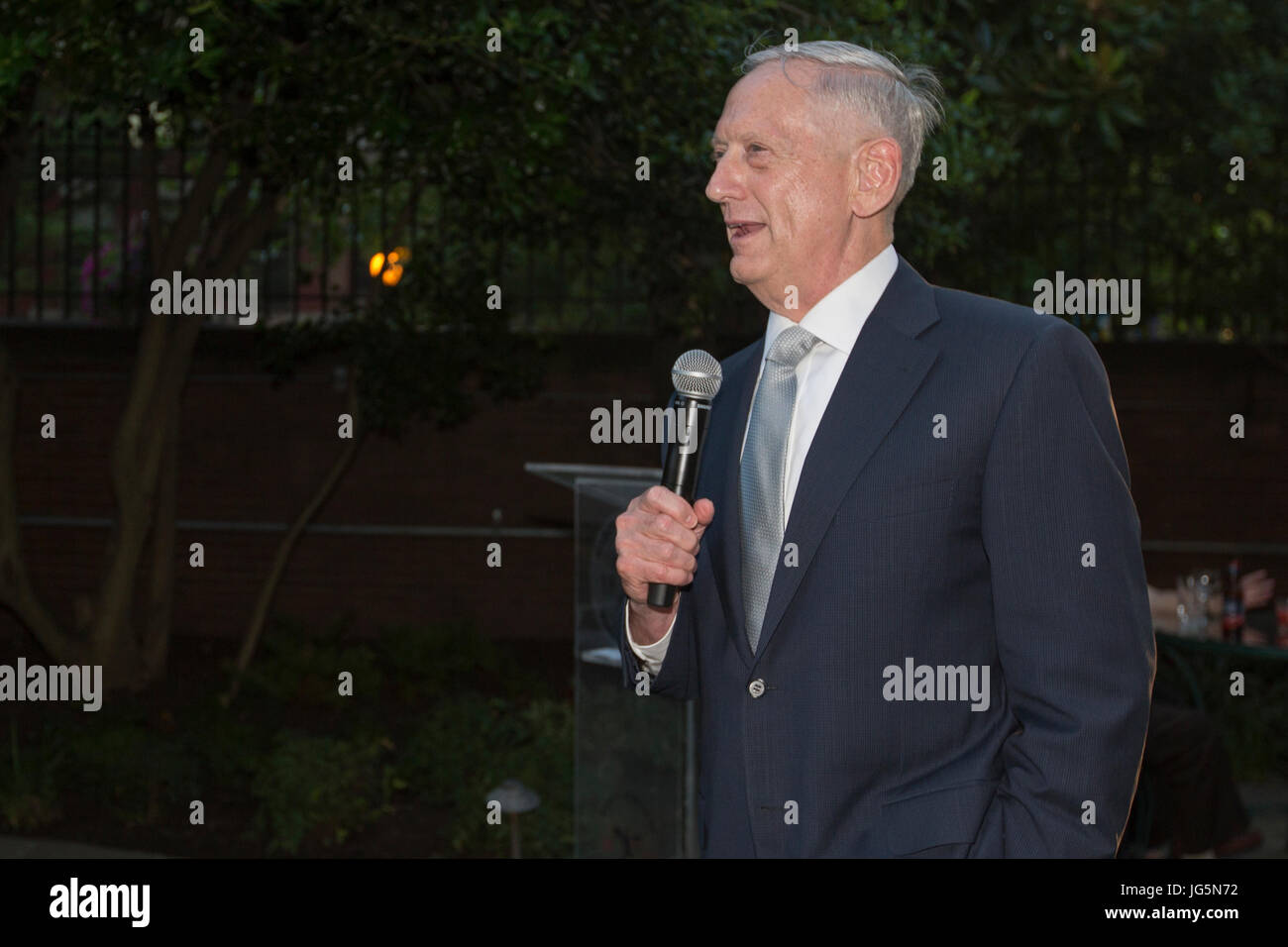 Secretary James N. Mattis, Department of Defense, speaks to guests ...