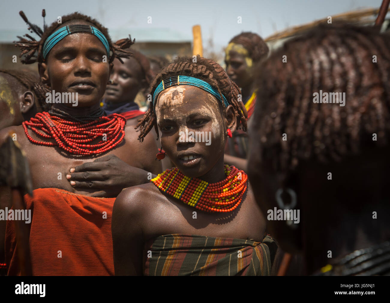 Women dancing during the proud ox ceremony in the Dassanech tribe ...