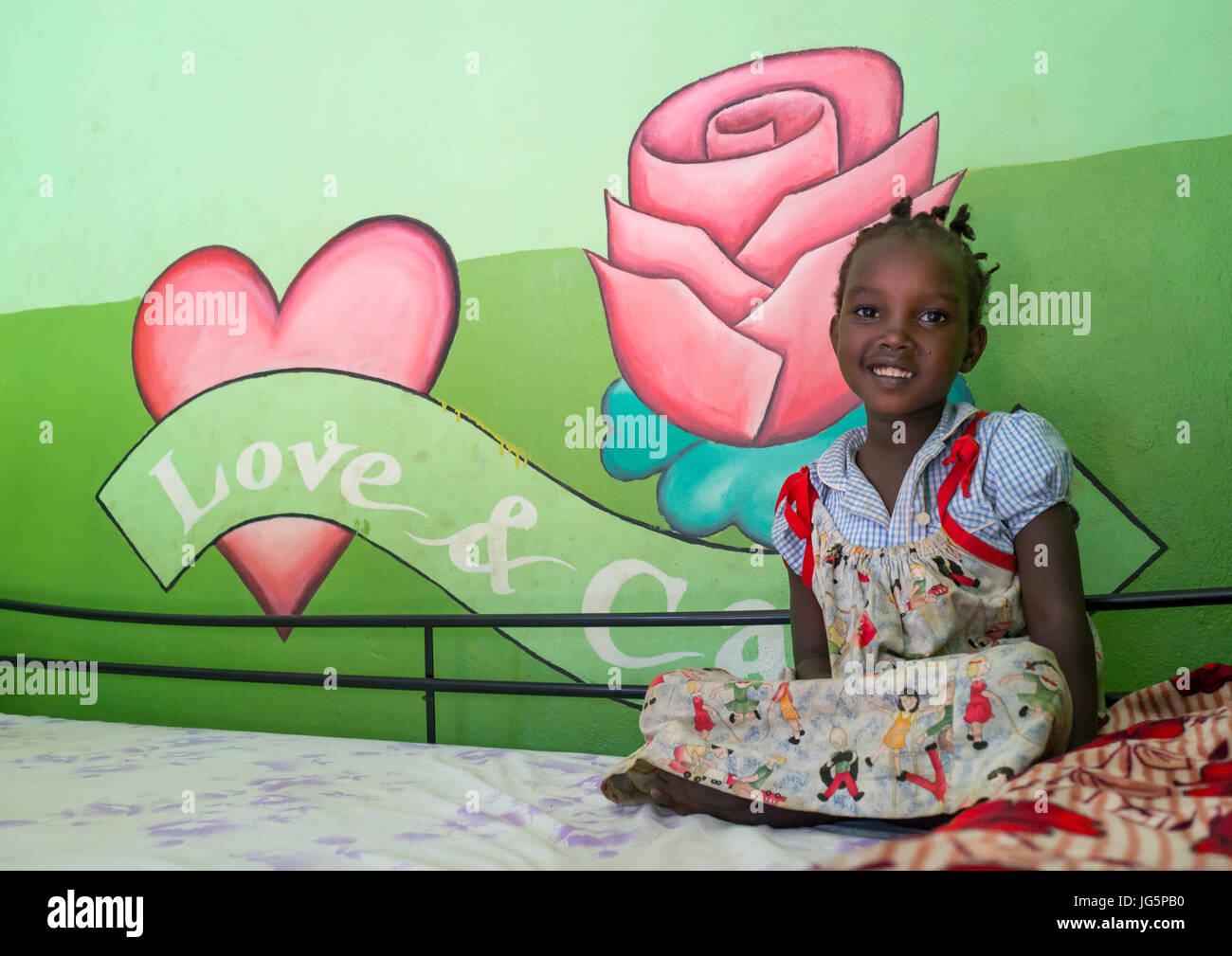 Mingi girl in her bedroom in Omo child foundation, Omo valley, Jinka ...