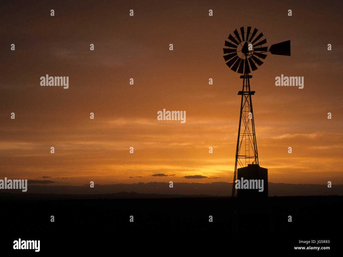 Windmill sunset, City of Rocks State Park, New Mexico Stock Photo - Alamy