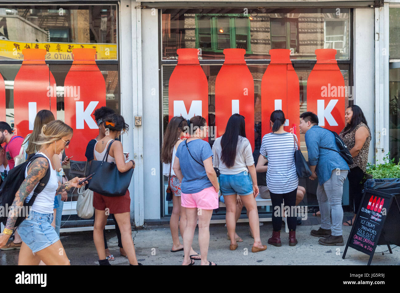 Customers outside the Milk pop-up store in New York on Saturday, June ...