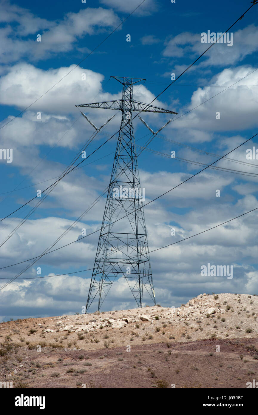 Power lines in desert Stock Photo - Alamy