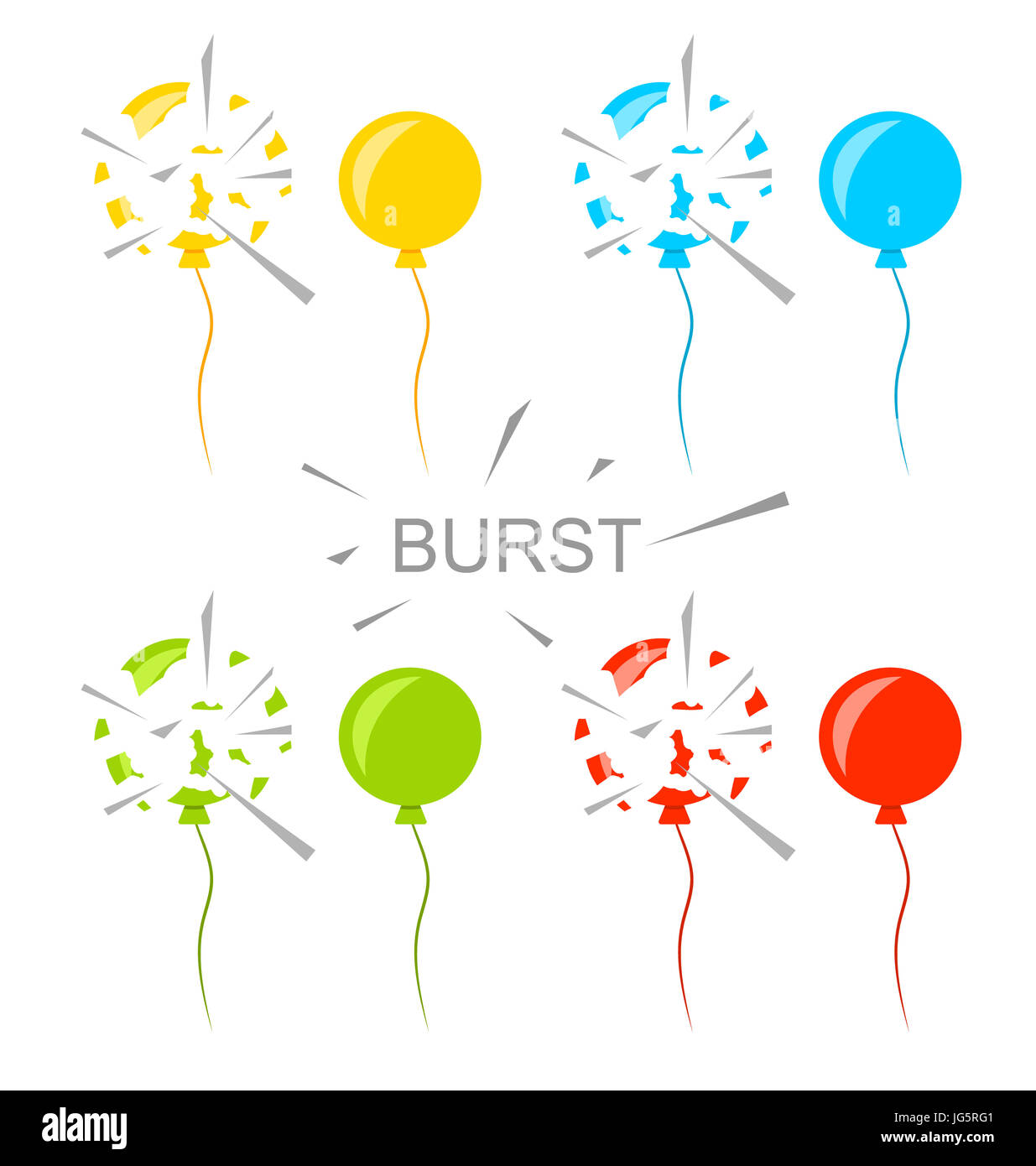 Illustration Set Colorful Popped Balloons Isolated on White Background ...