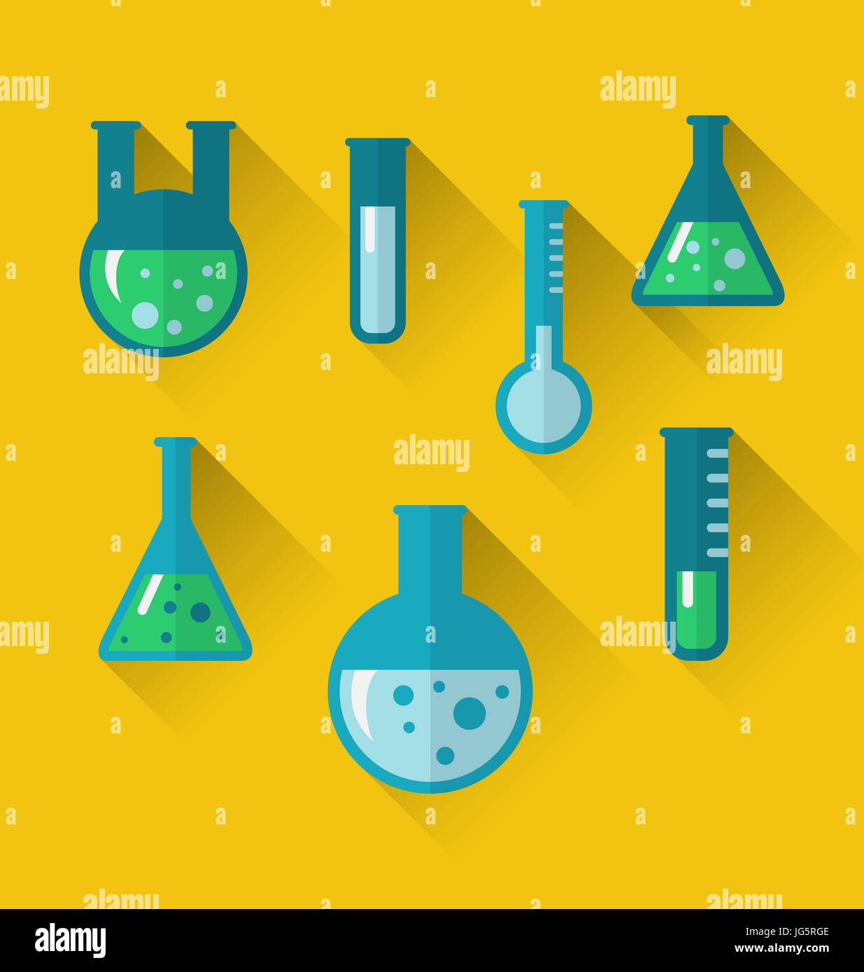 Illustration icons of chemical test tubes with shadows, modern flat ...