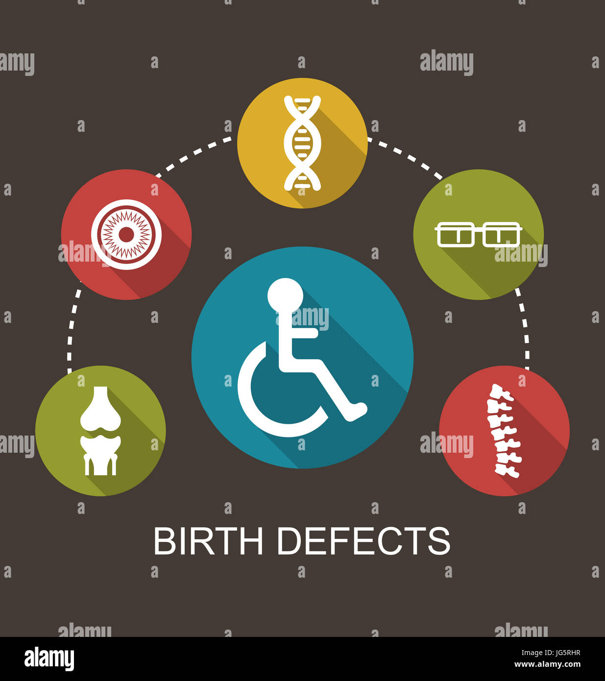 Illustration Flat Icons Disabled with Limited Opportunities and Birth ...