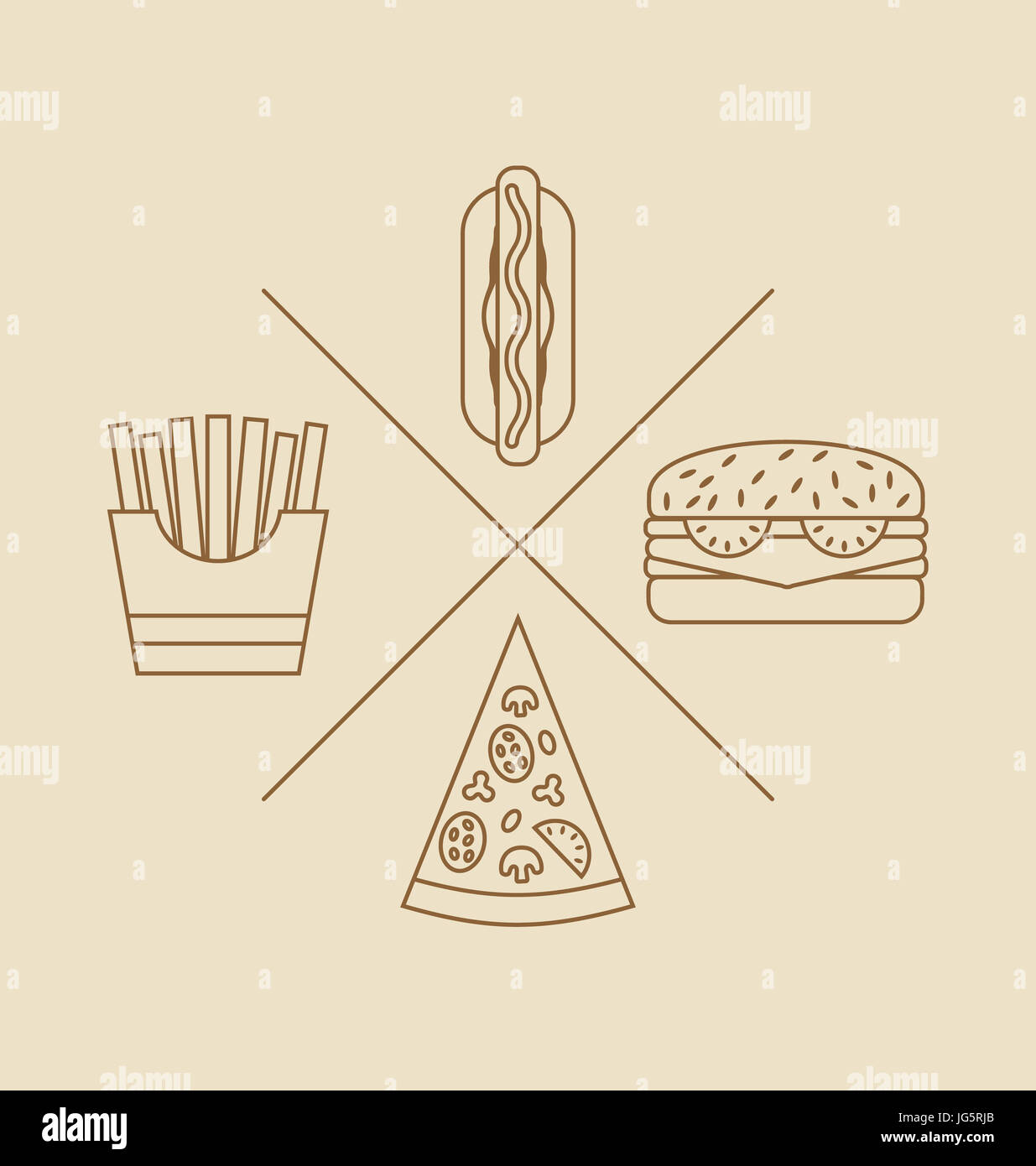 Illustration Design elements for Logo of Fast Food, Icons of Hand Drawn ...
