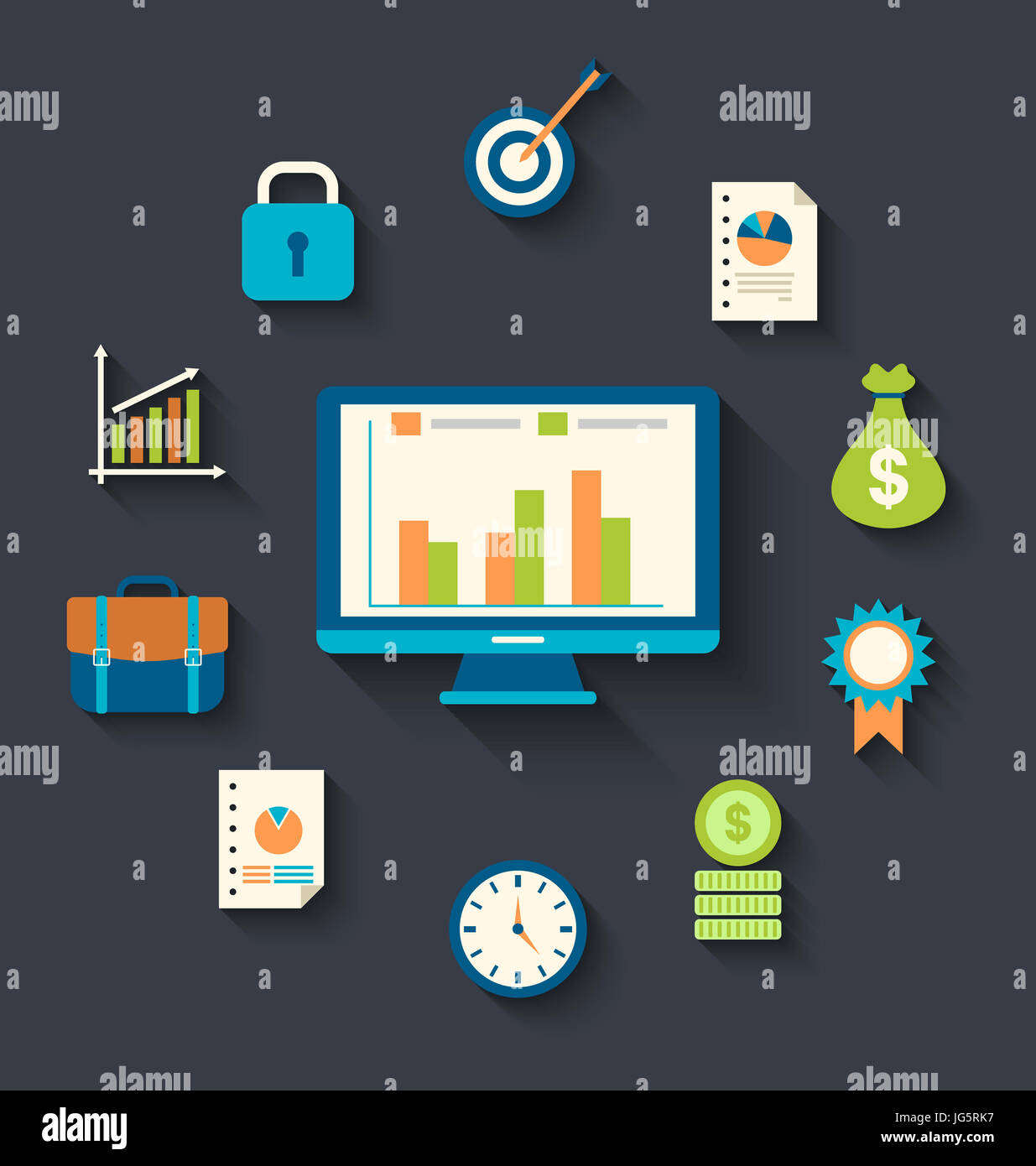 Illustration flat icons concepts for business, finance, strategic ...