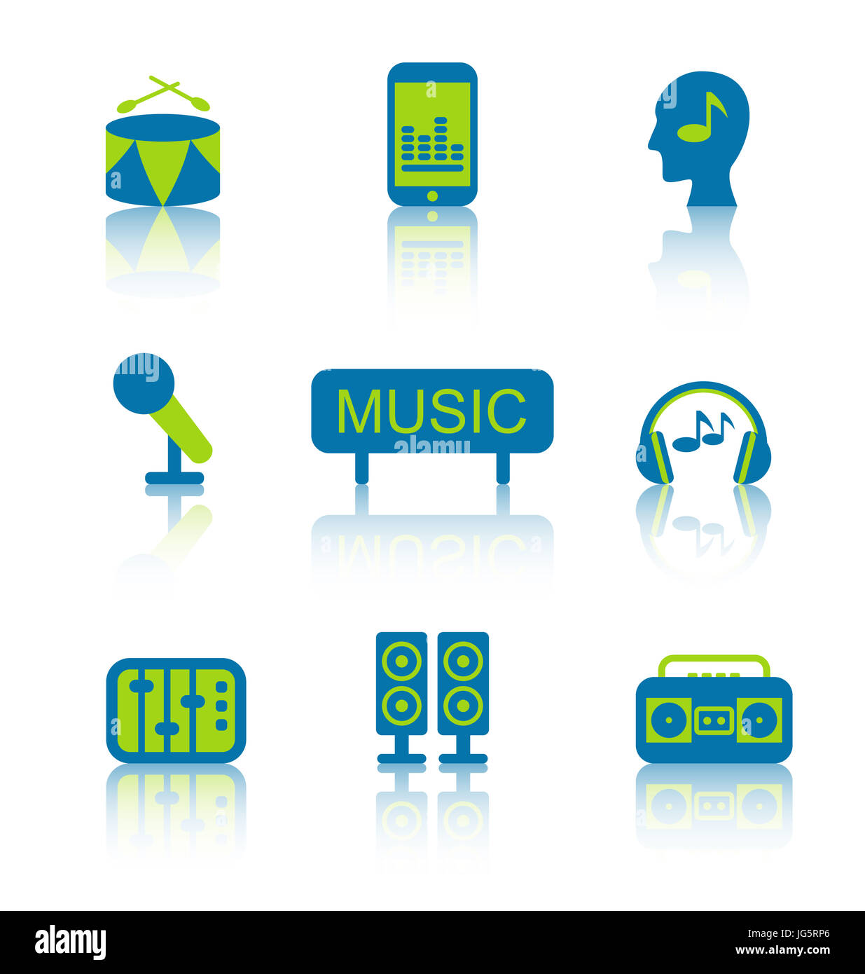 Illustration Set Colorful Icons of Music Equipment and Objects with ...