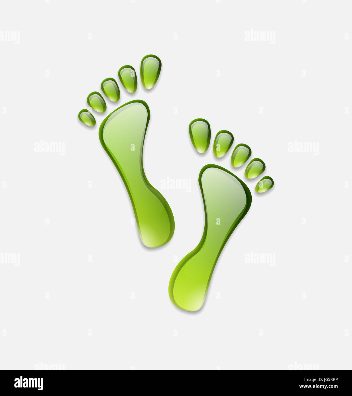 Illustration water green human foot print isolated on white background ...