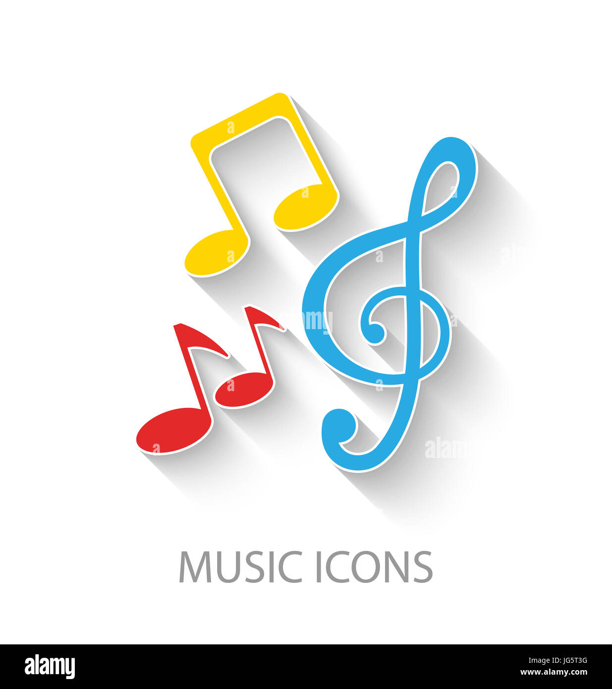 Illustration Colorful Stylish Music Icons with Long Shadows Stock Photo ...