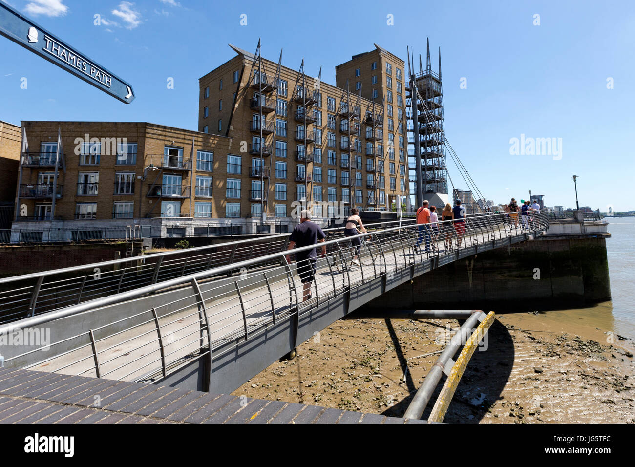 Pedestrian bridge over an inlet of the river Thames, Narrow Street ...