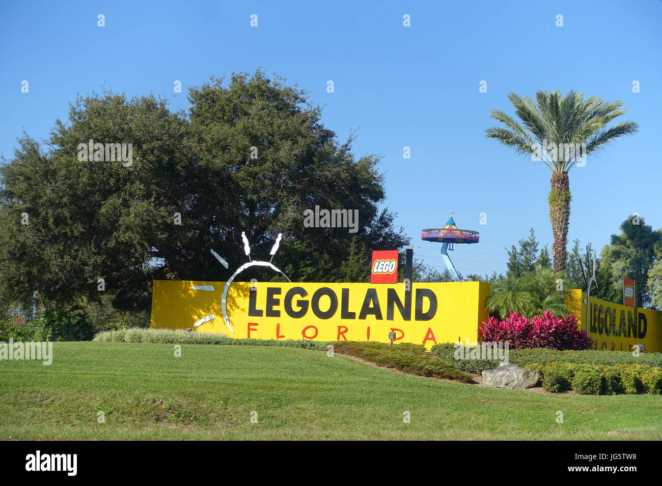 HOUSTON, USA - JANUARY 12, 2017: Legoland sign in the main entrance to ...
