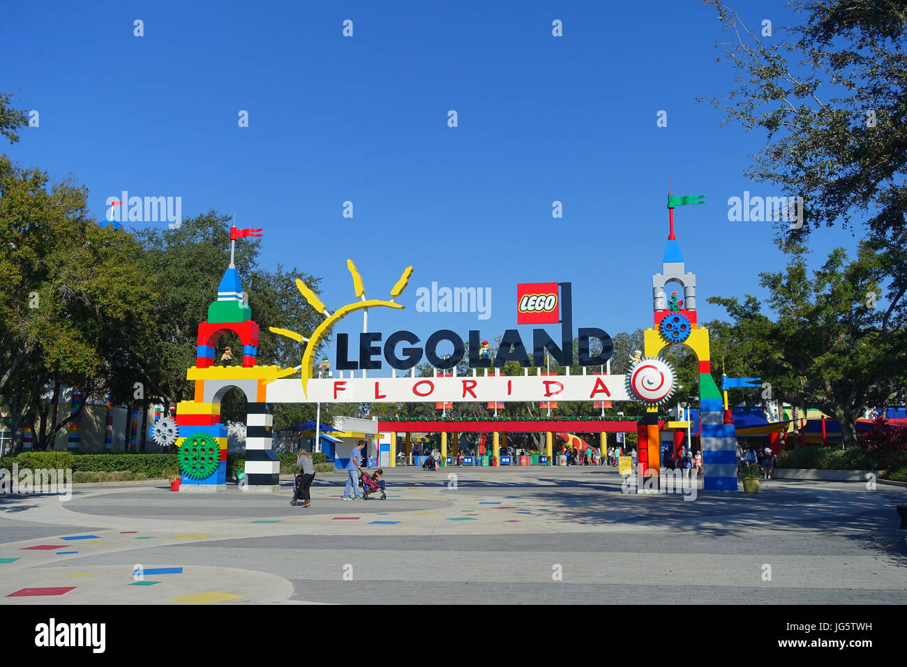 HOUSTON, USA - JANUARY 12, 2017: Legoland sign in the main entrance to ...