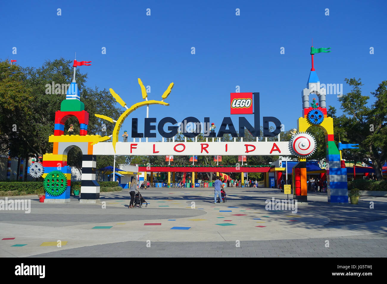 HOUSTON, USA - JANUARY 12, 2017: Legoland sign in the main entrance to ...