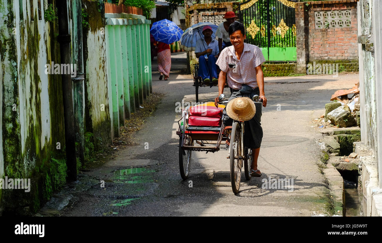 Cyclo-riders of Yangon, Myanmar Stock Photo - Alamy