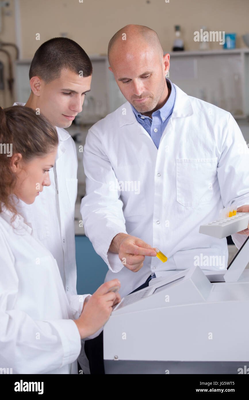 highschool students in science class doing chemistry experiment Stock ...