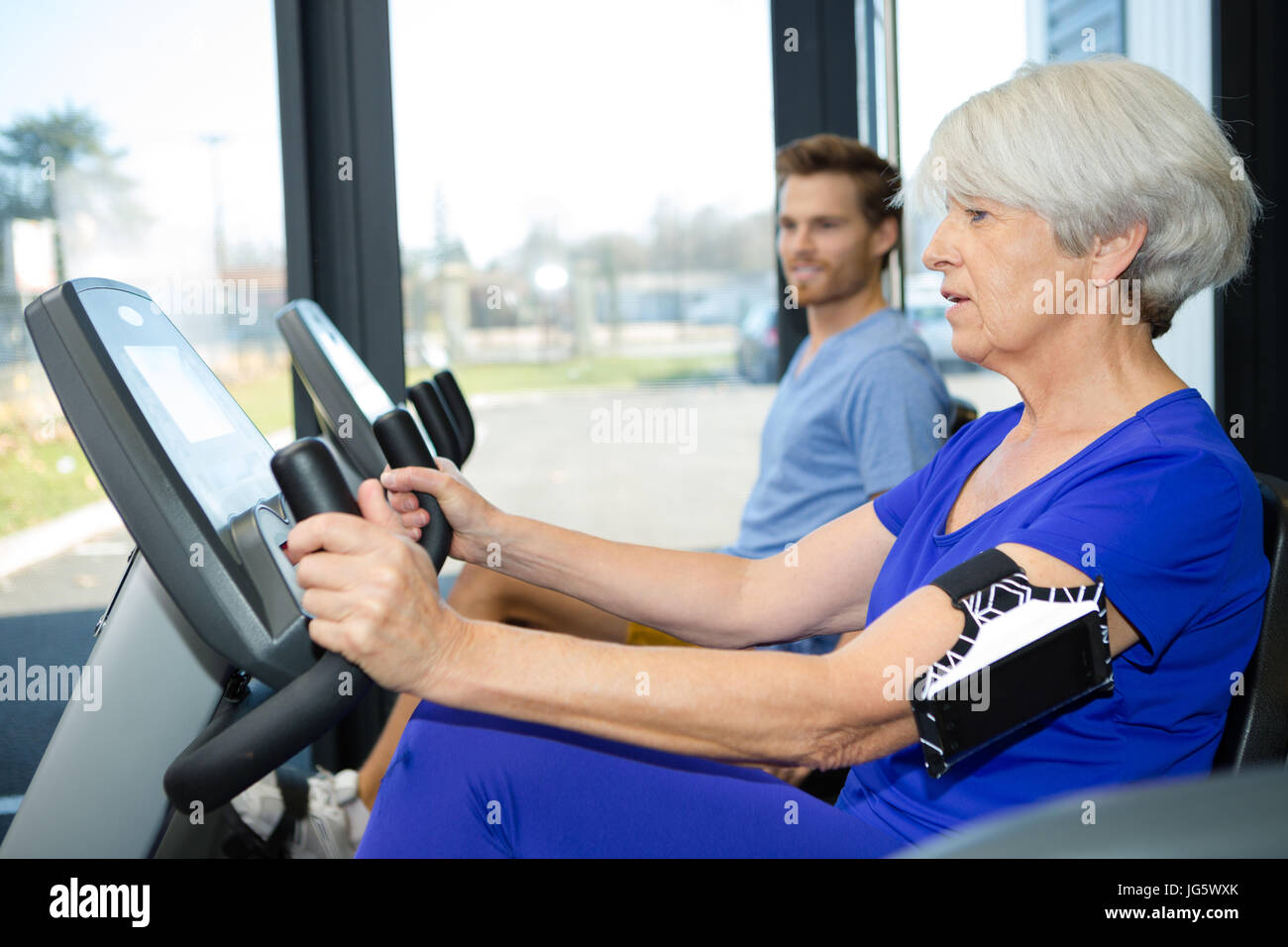 senior woman on the exercise machine Stock Photo - Alamy