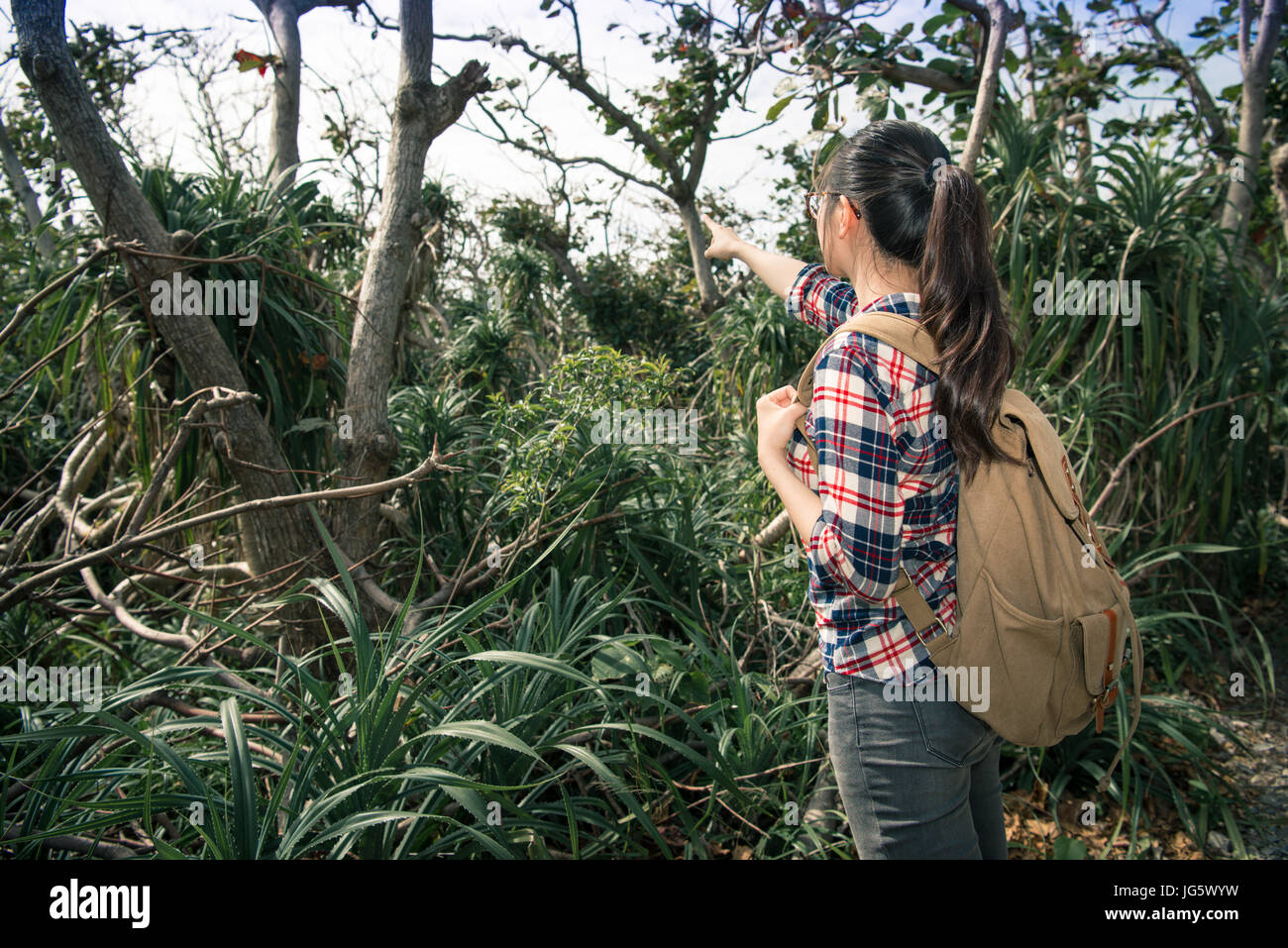 Back view pointing walking woman hi-res stock photography and images ...