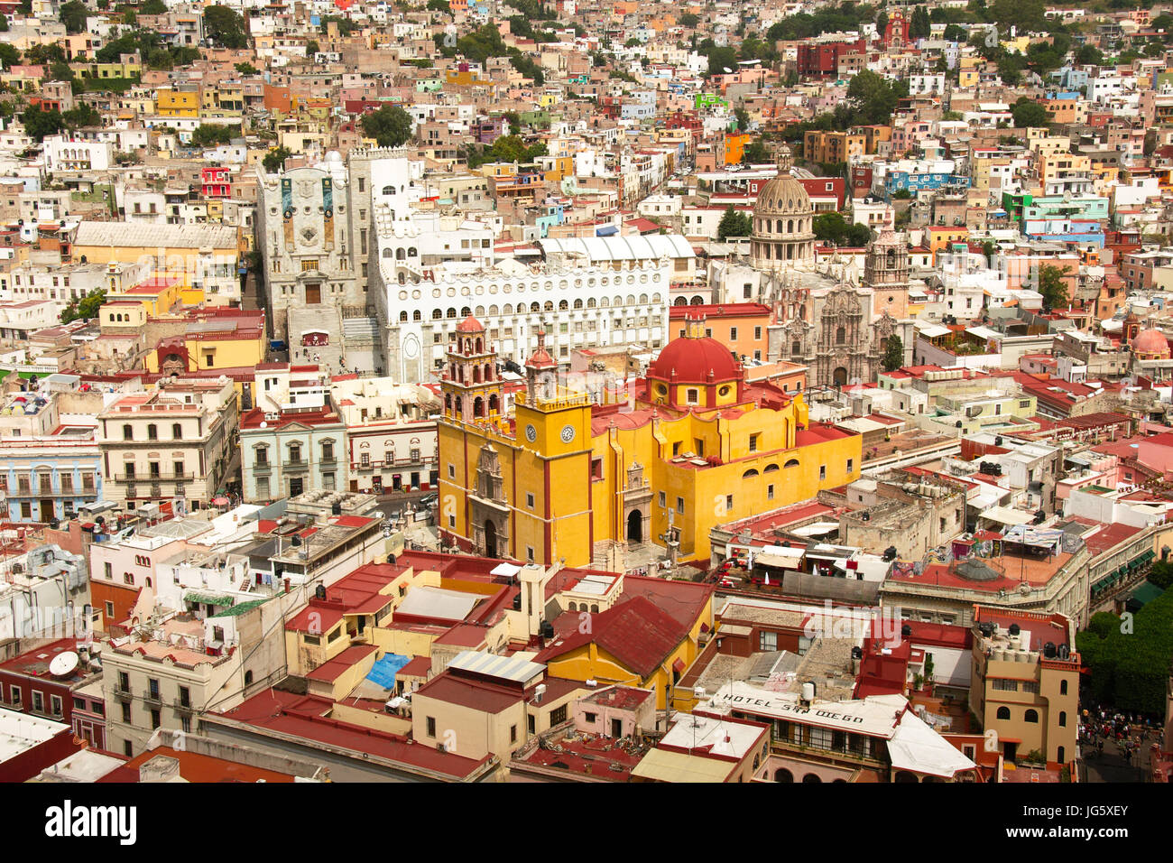 GUANAJUATO CITY, GUANAJUATO, MEXICO - 2012: Aerial view of the ...