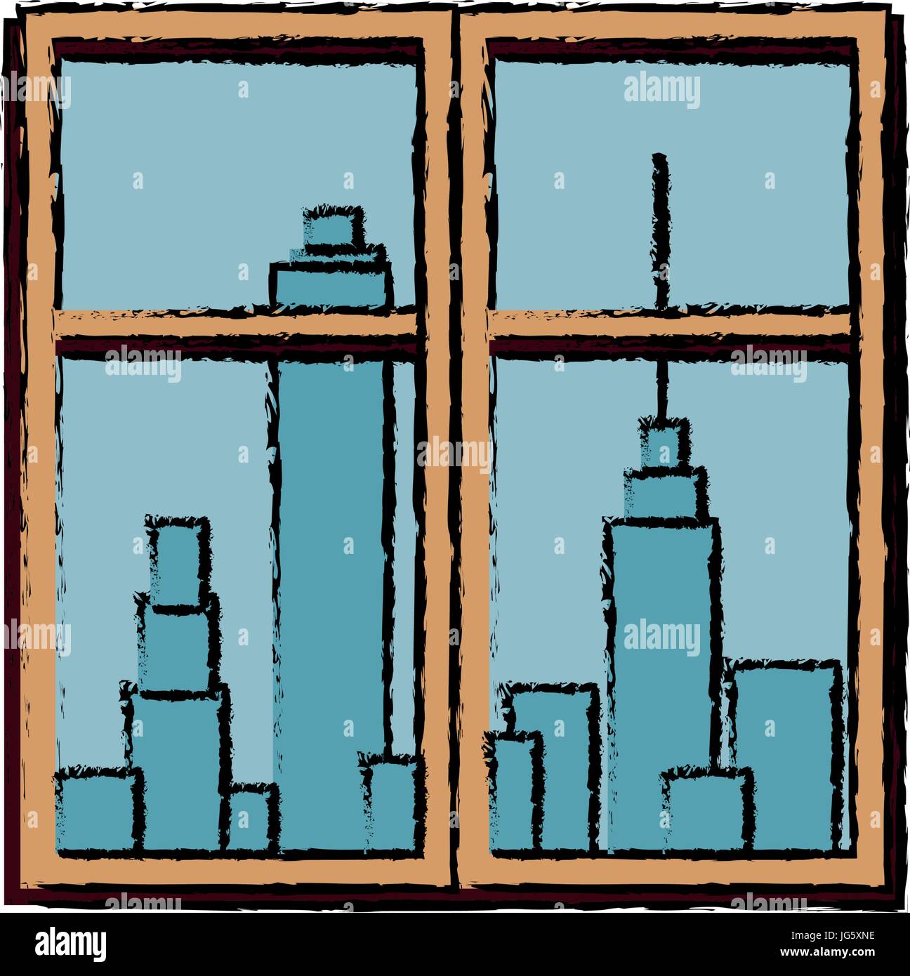 Buildings through window architecture Stock Vector Images - Alamy