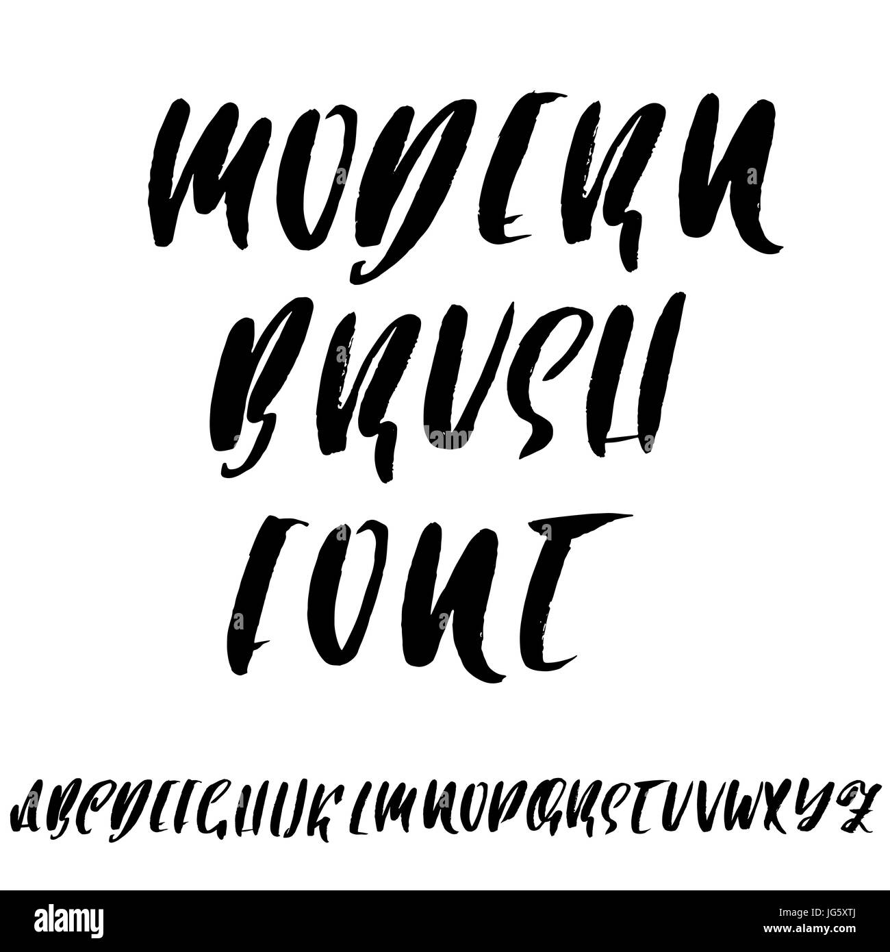 Hand drawn dry brush font. Modern brush lettering. Grunge style ...