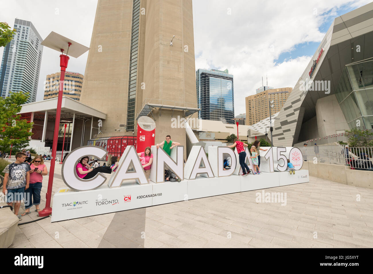 Toronto, Canada - 26 June 2017: Canada 150 sign at the bottom of CN ...