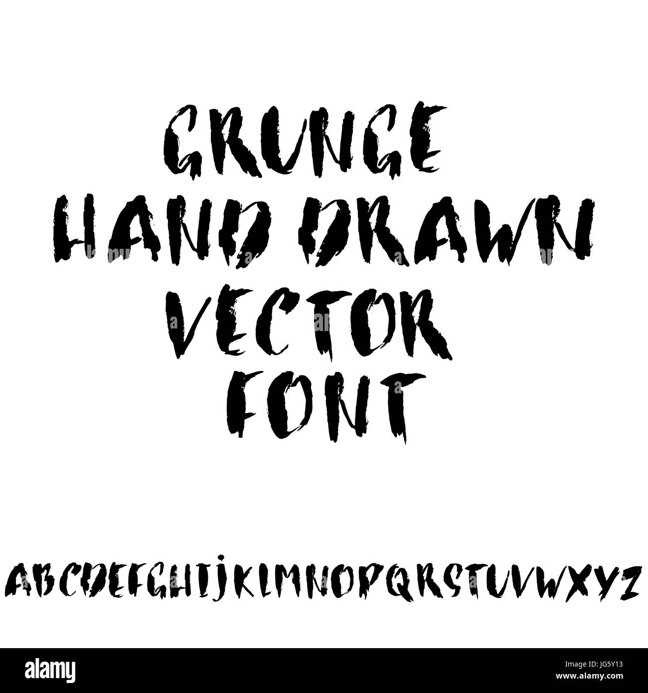 Hand drawn dry brush font. Modern brush lettering. Grunge style ...