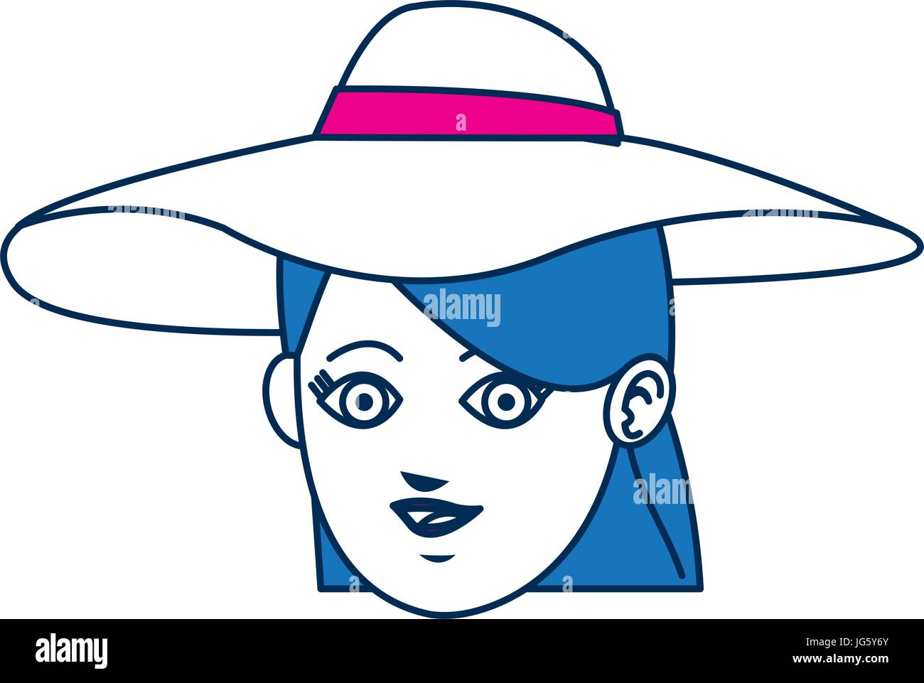 girl avatar face blue hair and hat Stock Vector Image & Art - Alamy