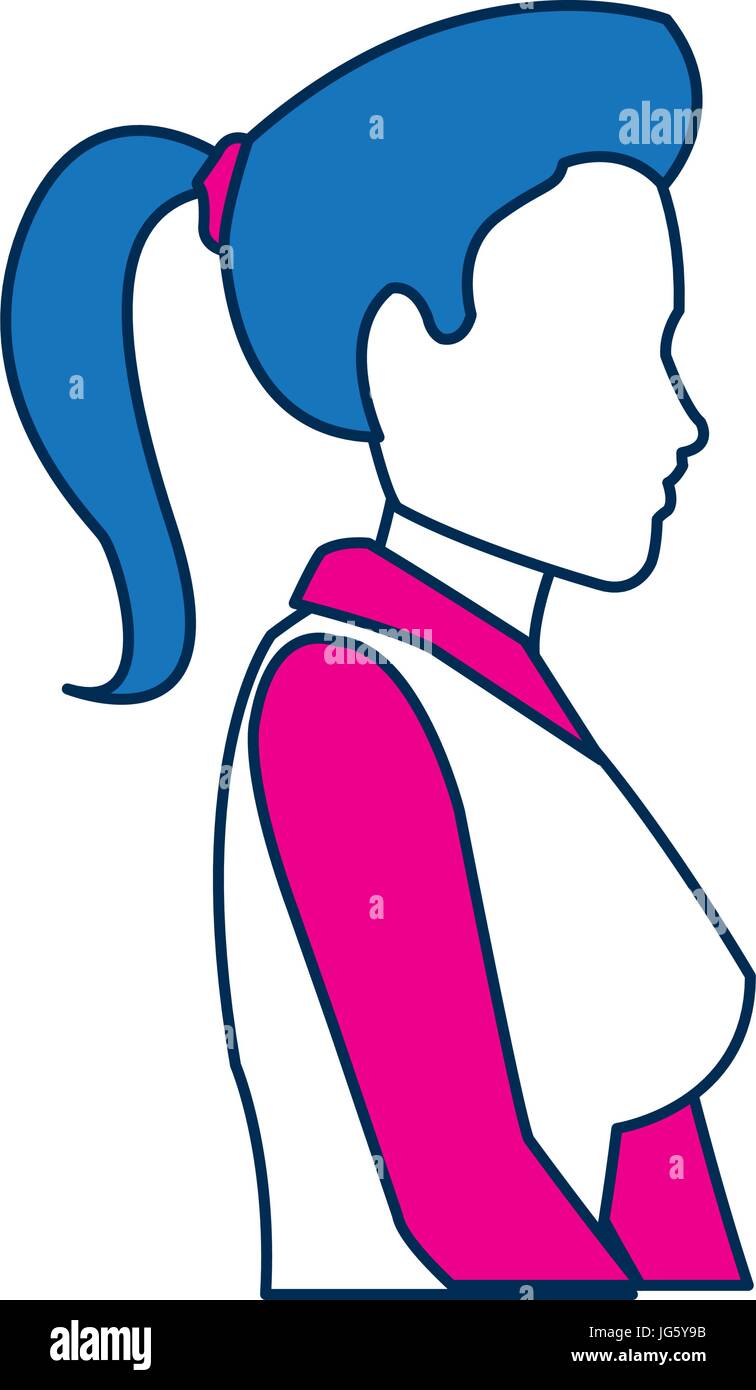 business woman person in blue and fuchsia character Stock Vector Image ...