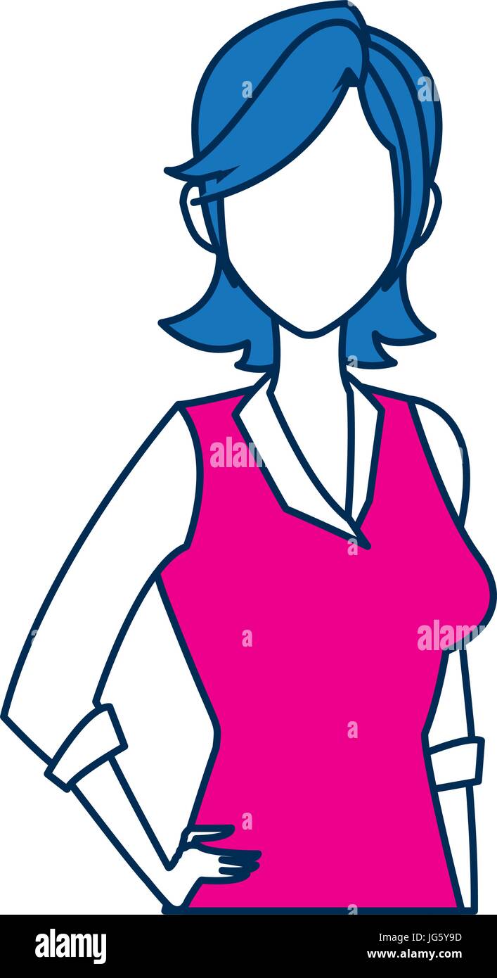 business woman person in blue and fuchsia character Stock Vector Image ...