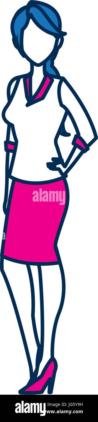 business woman person in blue and fuchsia character Stock Vector Image ...