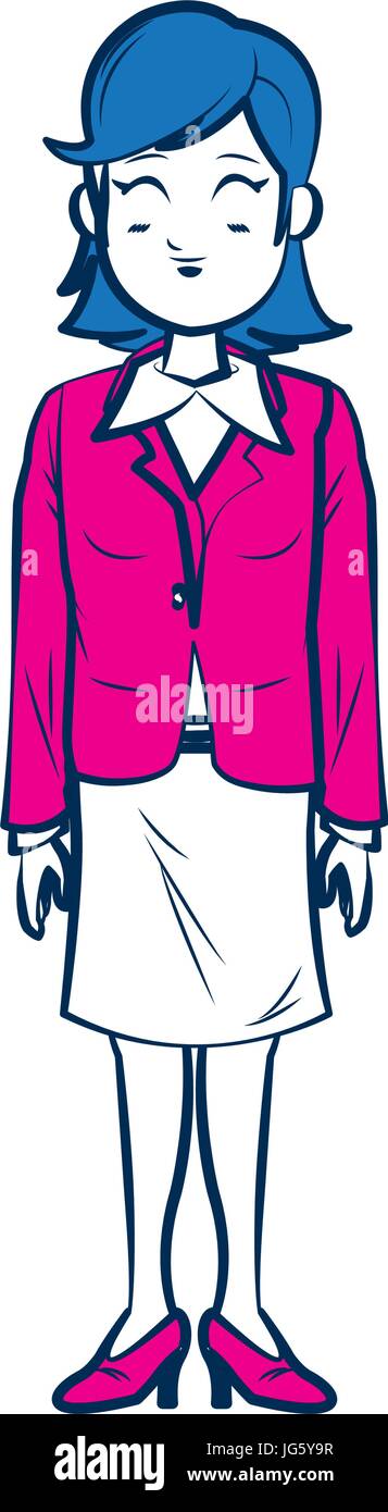 business woman person in blue and fuchsia character Stock Vector Image ...