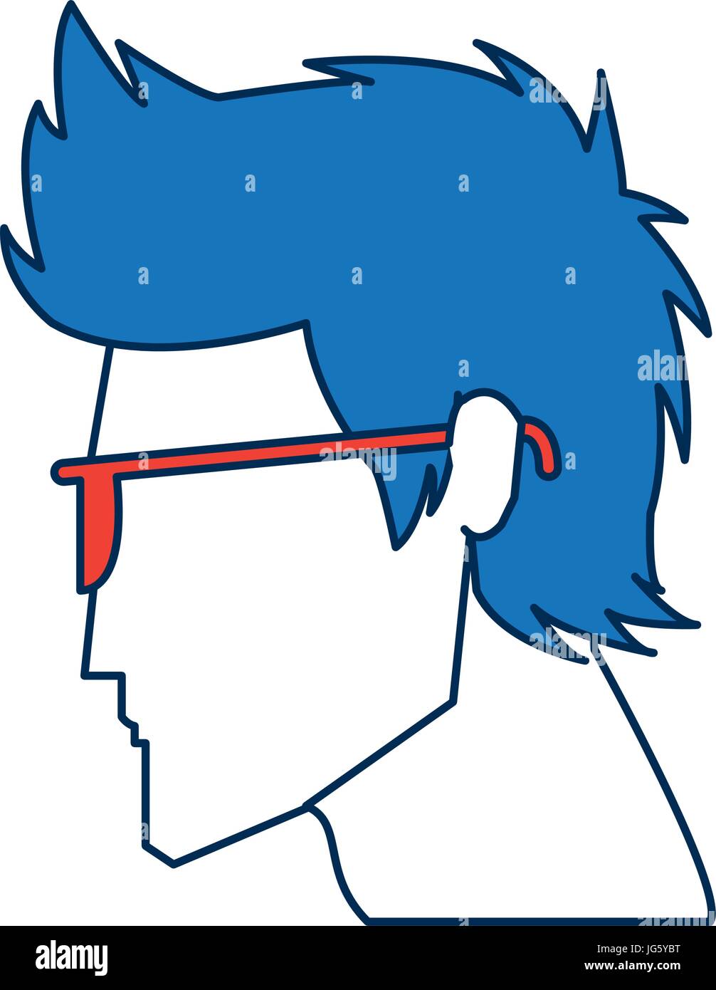 profile man avatar portrait with blue hair Stock Vector Image & Art - Alamy