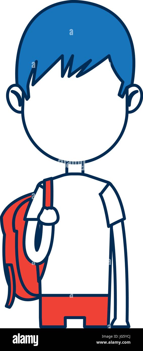 teenager boy student cartoon in blue and orange image Stock Vector ...