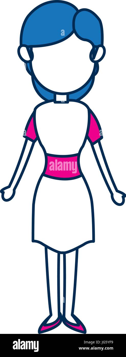 woman avatar standing character person in blue and fuchsia Stock Vector ...