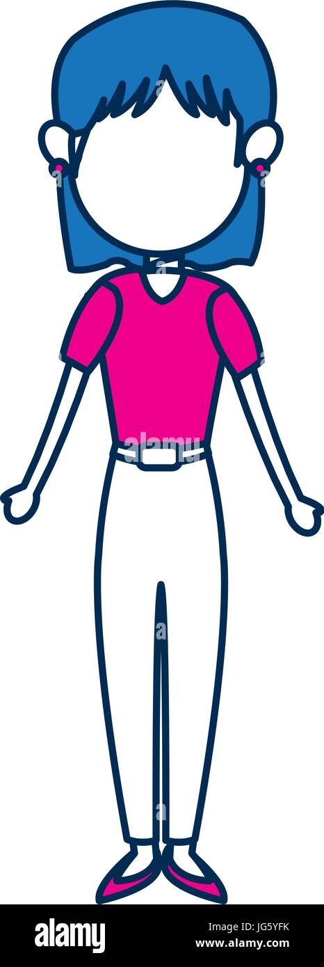 woman avatar standing character person in blue and fuchsia Stock Vector ...