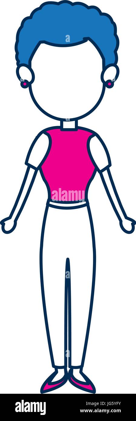 woman avatar standing character person in blue and fuchsia Stock Vector ...