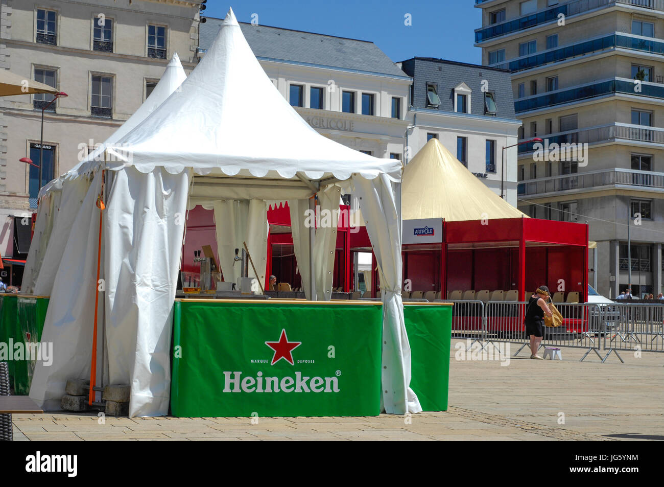 Le Mans town centre with Heineken beer stalls Stock Photo - Alamy