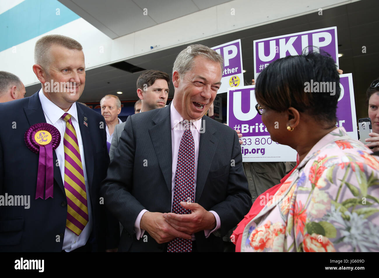 Former leader of UKIP, Nigel Farage meets UKIP activists to support ...