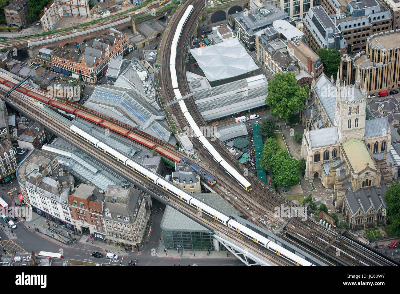 London stock - aerial view of Borough Market from the View from the ...
