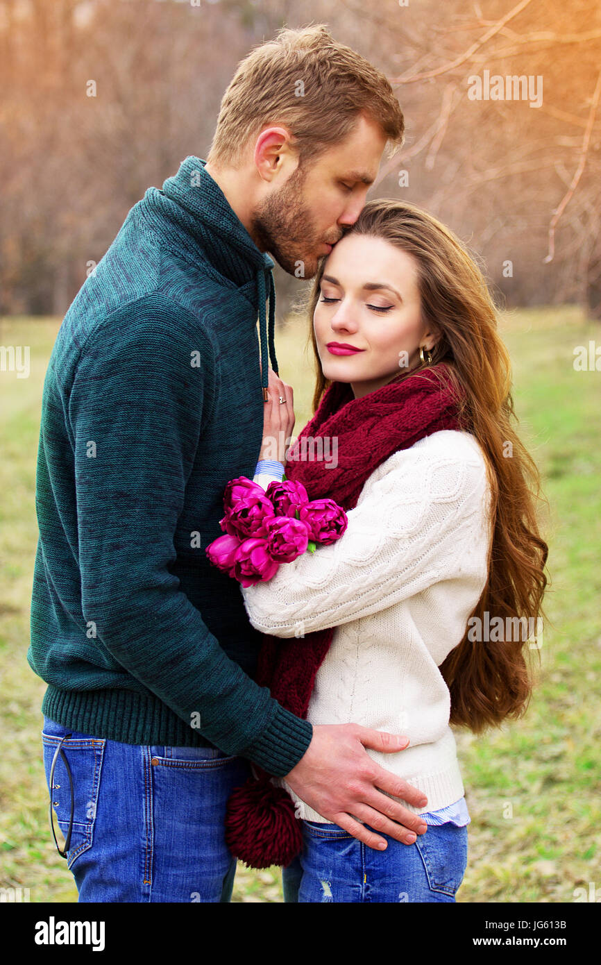 Spring romantic love story of beautiful loving couple Stock Photo - Alamy
