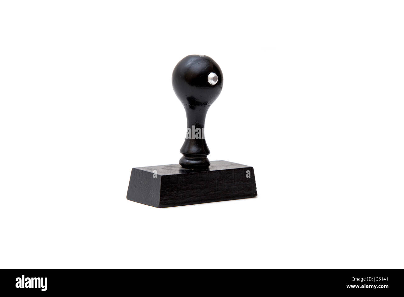 Rubber stamp with wood handle and base isolated on white background ...