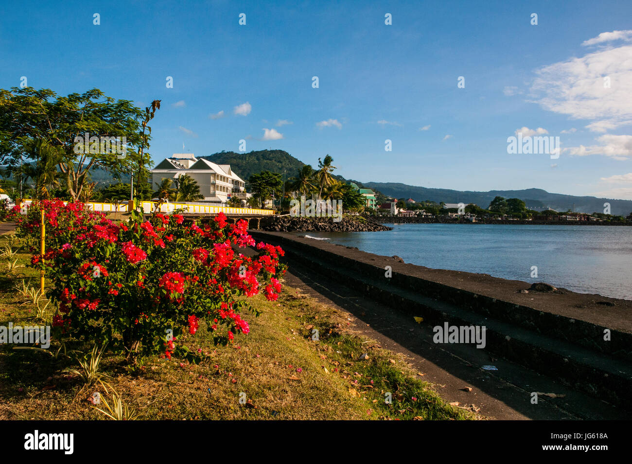 The bay of Apia with Aggie Grey´s Hotel, famous club in Apia in the ...