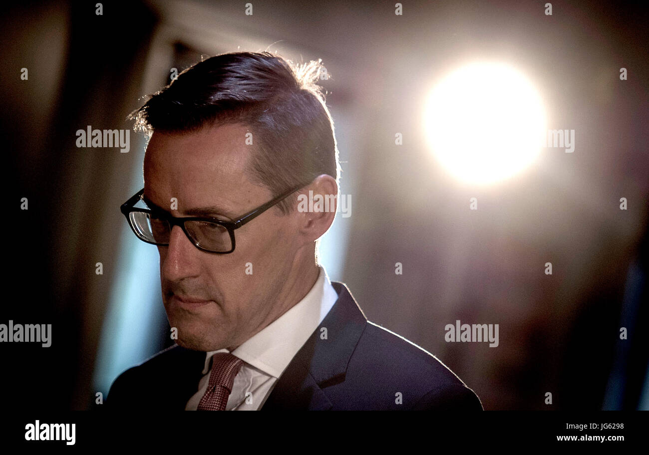 Chief Minister of Jersey Ian Gorst gives an initial response to the ...