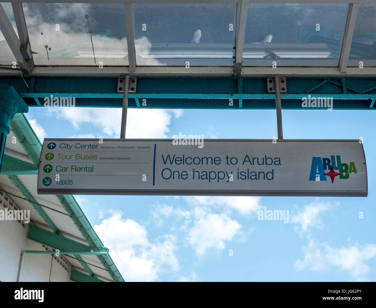 Arriving In Aruba By Cruise Ship The Terminal Welcome Sign “One Happy ...