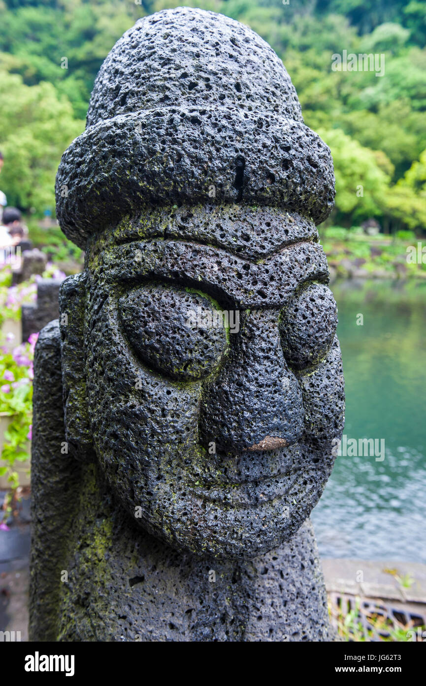 Basalt statue in Seogwipo in the Unesco world heritage sight the island ...